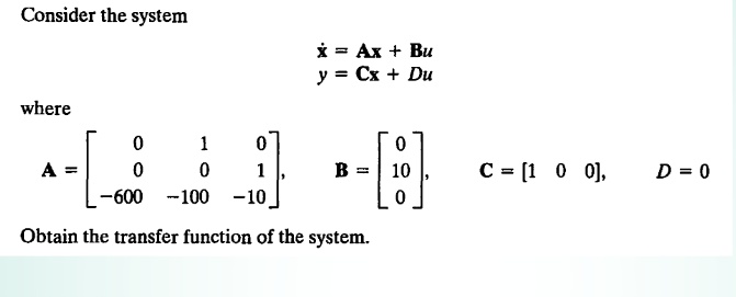 SOLVED: Write a MATLAB code that gives you the transfer function of the ...