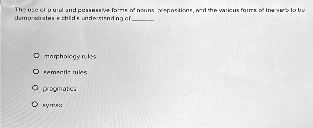 The use of plural and possessive forms of nouns, prepositions, and the ...