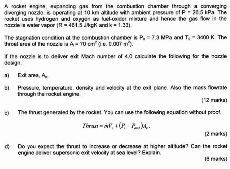 SOLVED: A rocket engine, expanding gas from the combustion chamber ...