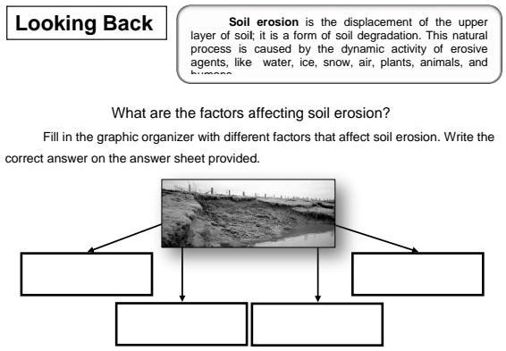 Looking Back Soil erosion is the displacement of the upper layer of ...