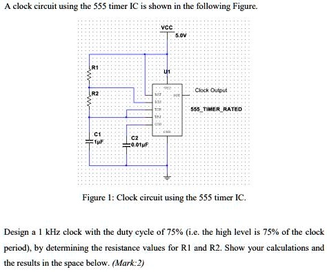 A clock circuit using the 555 timer IC is shown in the following Figure ...