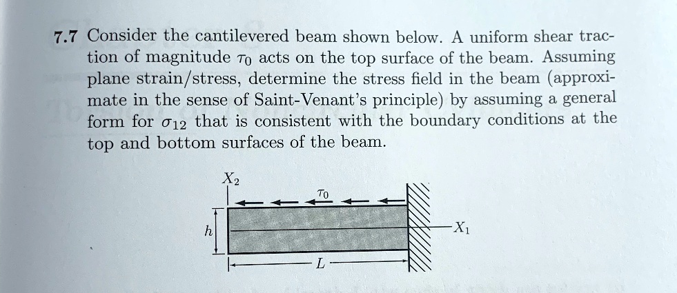 7.7 Consider the cantilevered beam shown below. A uniform shear ...