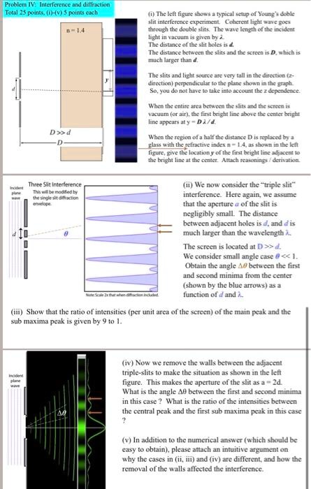 SOLVED: Problem IV: Interference and Diffraction (Total 25 points) i ...