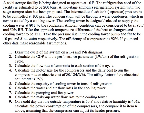 SOLVED: THERMODYNAMICS HELP A cold storage facility is being designed ...