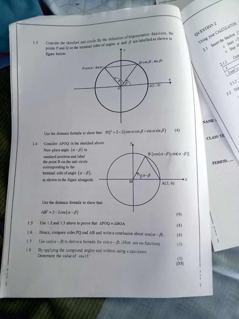 [GET ANSWER] consider the sketched unit circle by the definition of ...