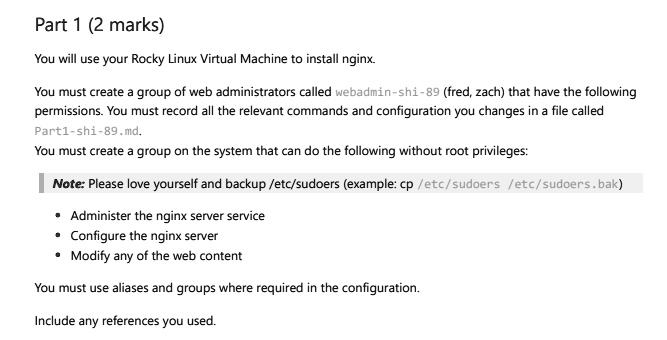 Solved Texts Part 1 2 Marks You Will Use Your Rocky Linux Virtual Machine To Install Nginx