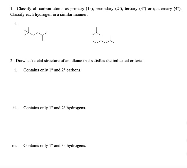 SOLVED: Classify all carbon atoms as primary (1?), secondary Classify ...