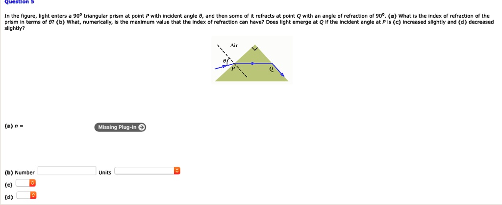 SOLVED:Quescion In the figure, light enters 900 triangular prism at ...
