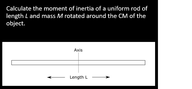 SOLVED: Calculate the moment of inertia of a uniform rod of length L ...