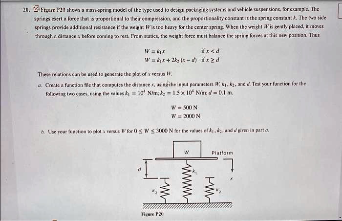 SOLVED: Figure P20 shows a mass-spring model of the type used to design ...