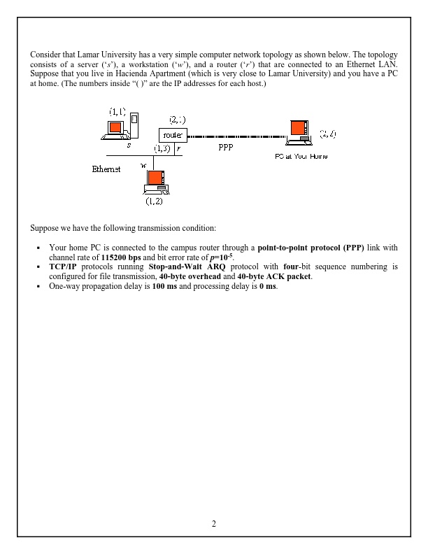 SOLVED: Consider that Lamar University has a very simple computer network topology as shown ...