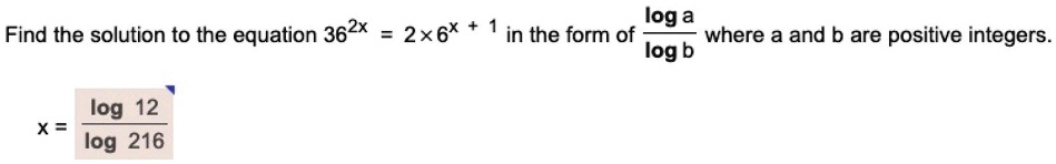 SOLVED: log a in the form of where a and b are positive integers_ log ...