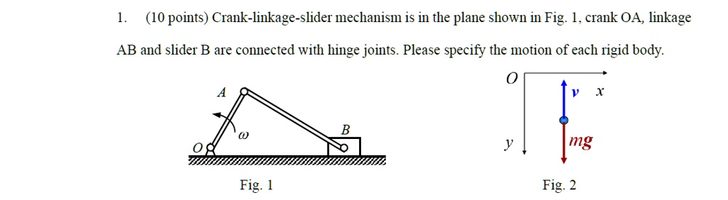SOLVED: 1. (10 points) Crank-linkage-slider mechanism is in the plane ...