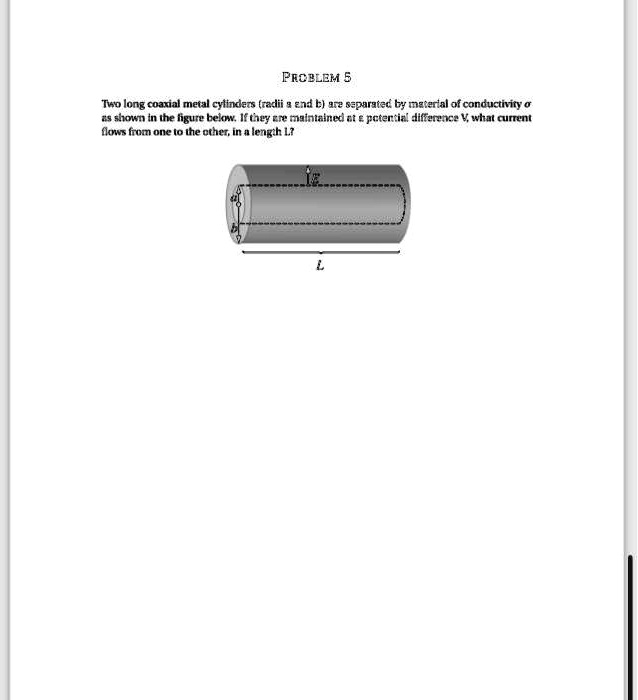 PROBLEM 5 Two long coaxial metal cylinders (radii a and b) are separated by material of ...