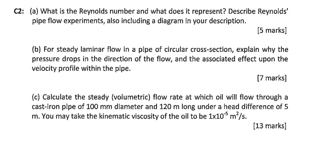 C2: (a) What is the Reynolds number and what does it represent ...