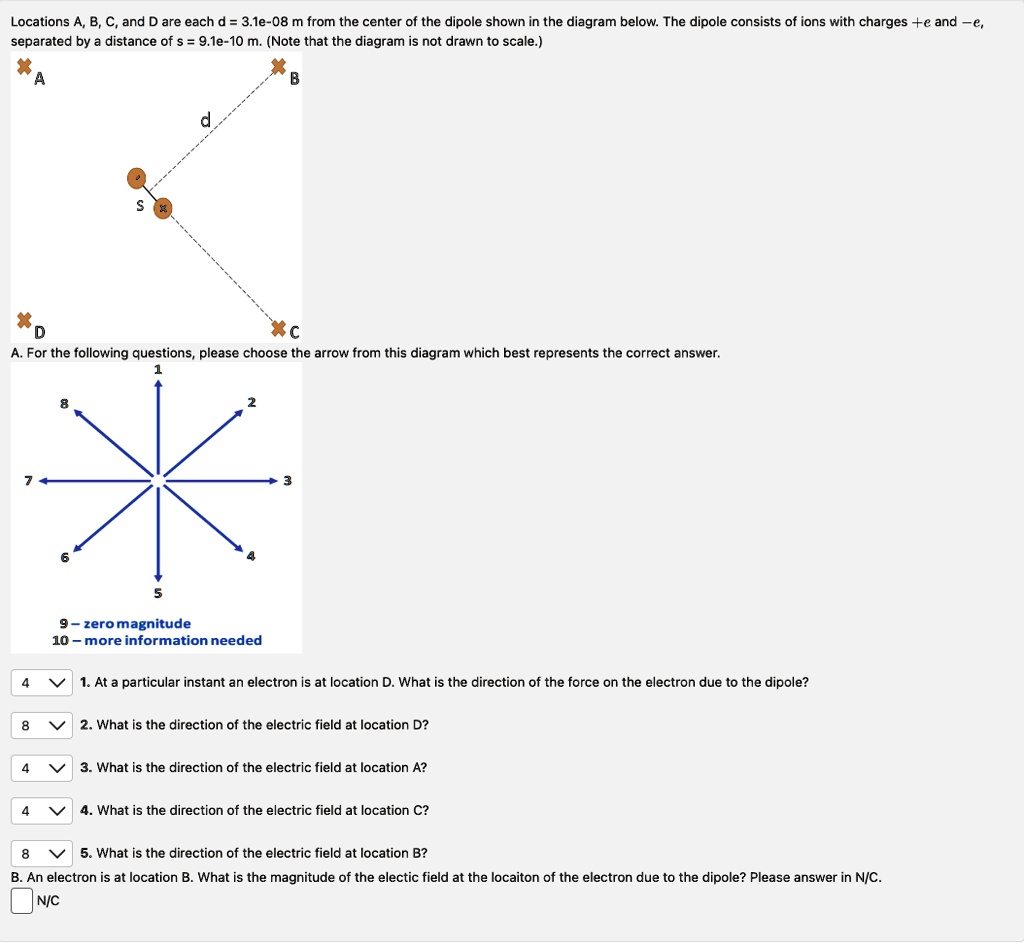 locations a b c and d are each d 31e 08 m from the center of the dipole ...