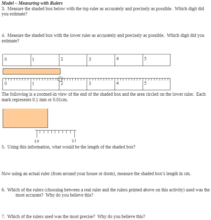 Model - Measuring with Rulers 3. Measure the shaded box below with the ...
