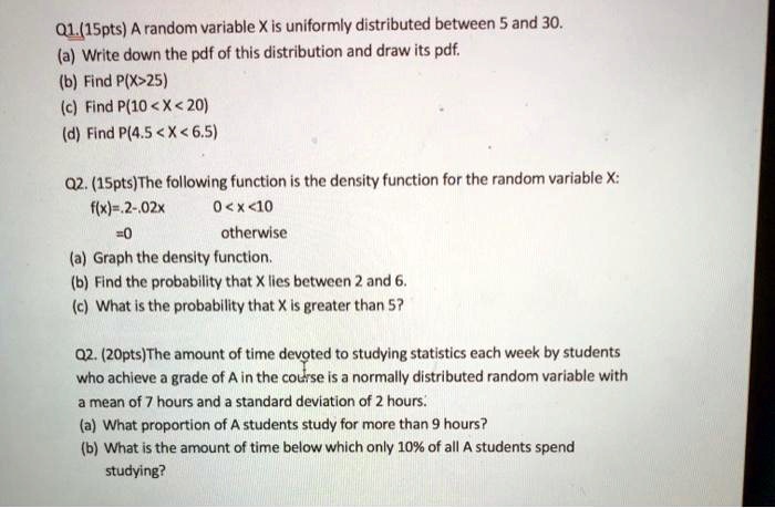 01 (1Spts) A random variable X is uniformly distribut… - SolvedLib