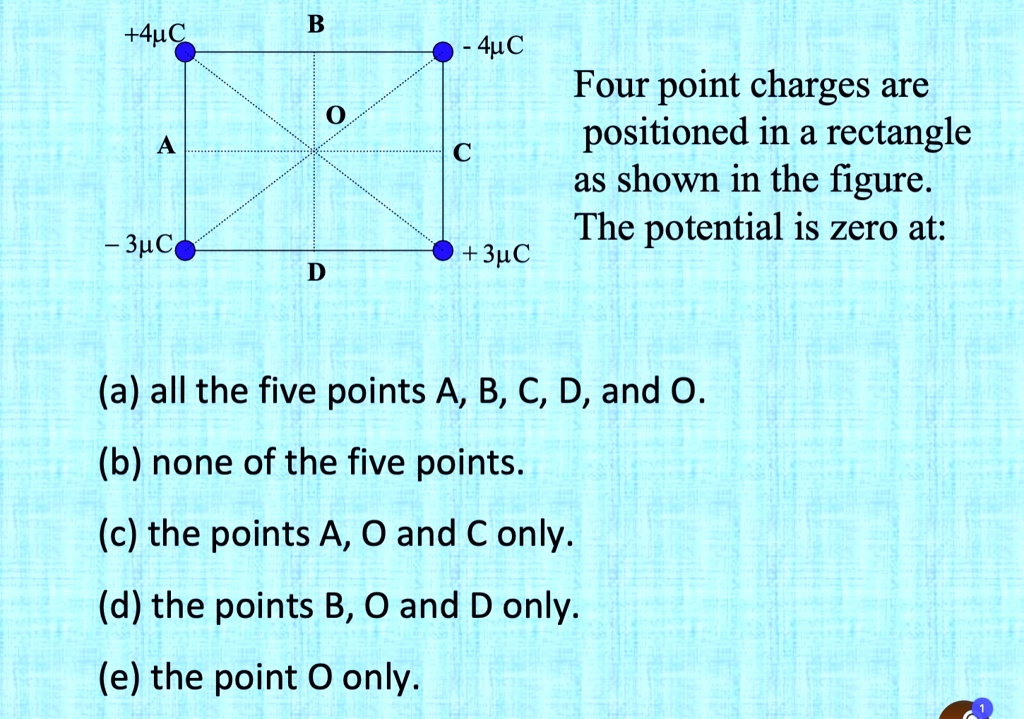 SOLVED: B +4u6 4uC Four point charges are positioned in a rectangle as ...