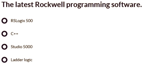 The latest Rockwell programming software. ? RSLogix 500 ? C++ ? Studio ...
