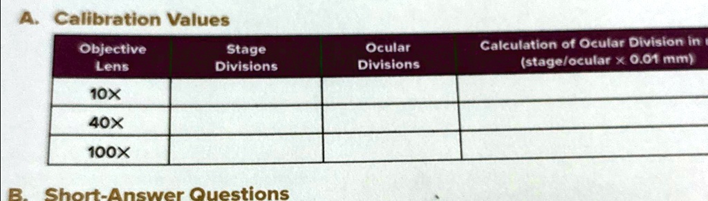 a calibration values ...