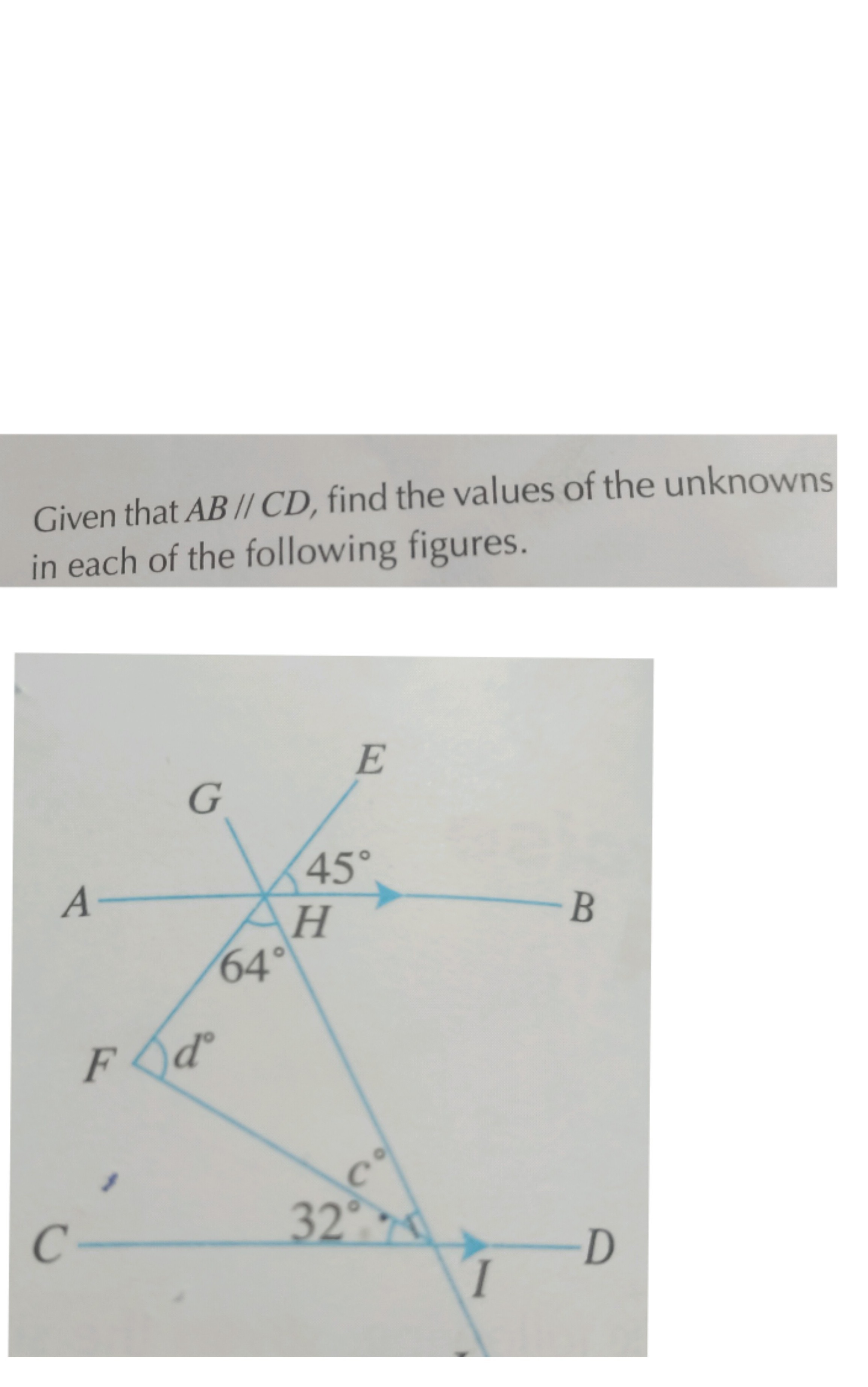 SOLVED: Given that A B / / C D, find the values of the unknowns in each of the following figures.