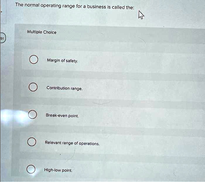 the normal operating range for a business is called the multiple choice ...