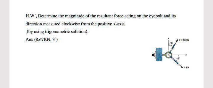 SOLVED: HW: Determine the magnitude of the resultant force acting on ...