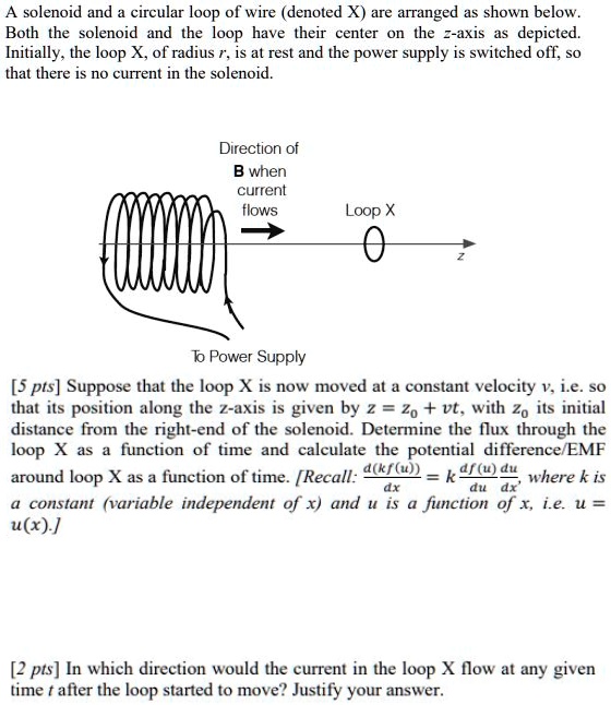 [GET ANSWER] A solenoid and a circular loop of wire (denoted X) are arranged as shown below ...