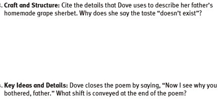 SOLVED: Craft and Structure: Cite the details that Dove uses to ...