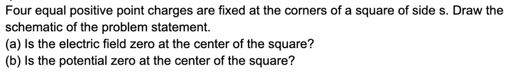 Four equal positive point charges are fixed at the corners of a square ...