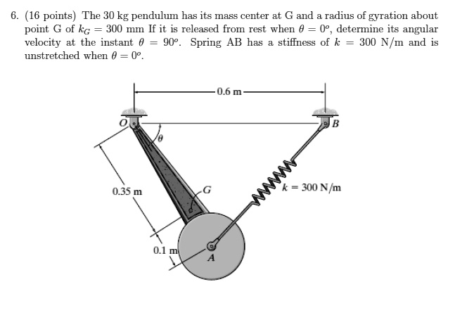6 16 points the 30 kg pendulum has its mass center at g and a radius of ...