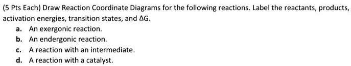 5 pts each draw reaction coordinate diagrams for the following ...