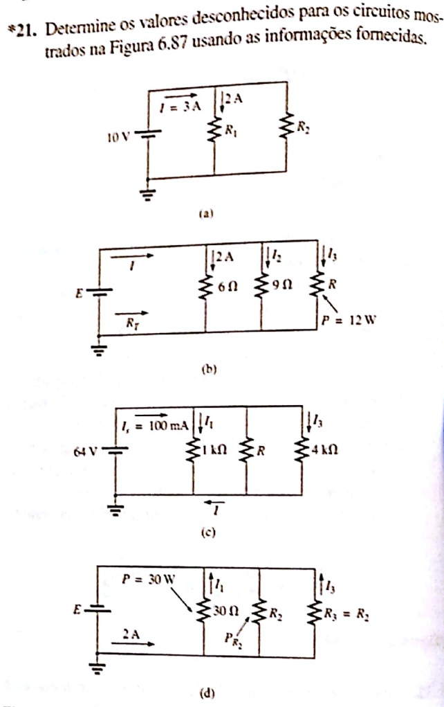 SOLVED: Determine the unknown values for the circuits shown in Figure 6.87 using the information ...