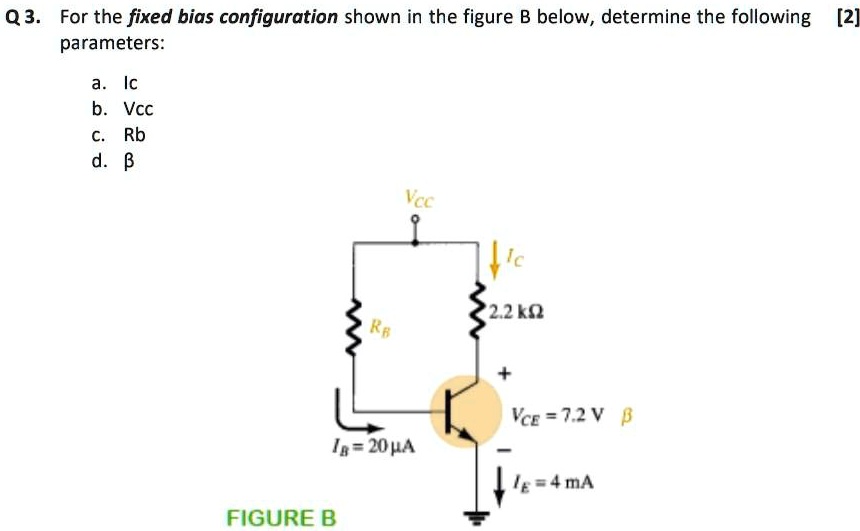 SOLVED: Q3. For the fixed bias configuration shown in Figure B below, determine the following ...
