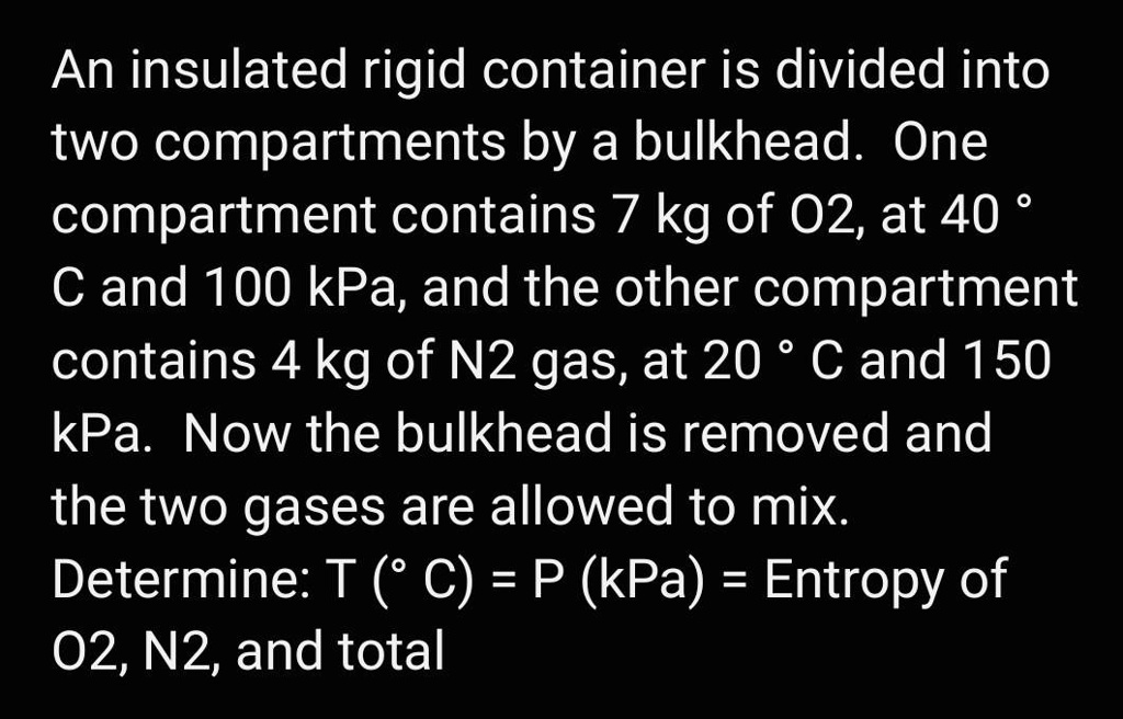 SOLVED: An insulated rigid container is divided into two compartments by a bulkhead. One ...