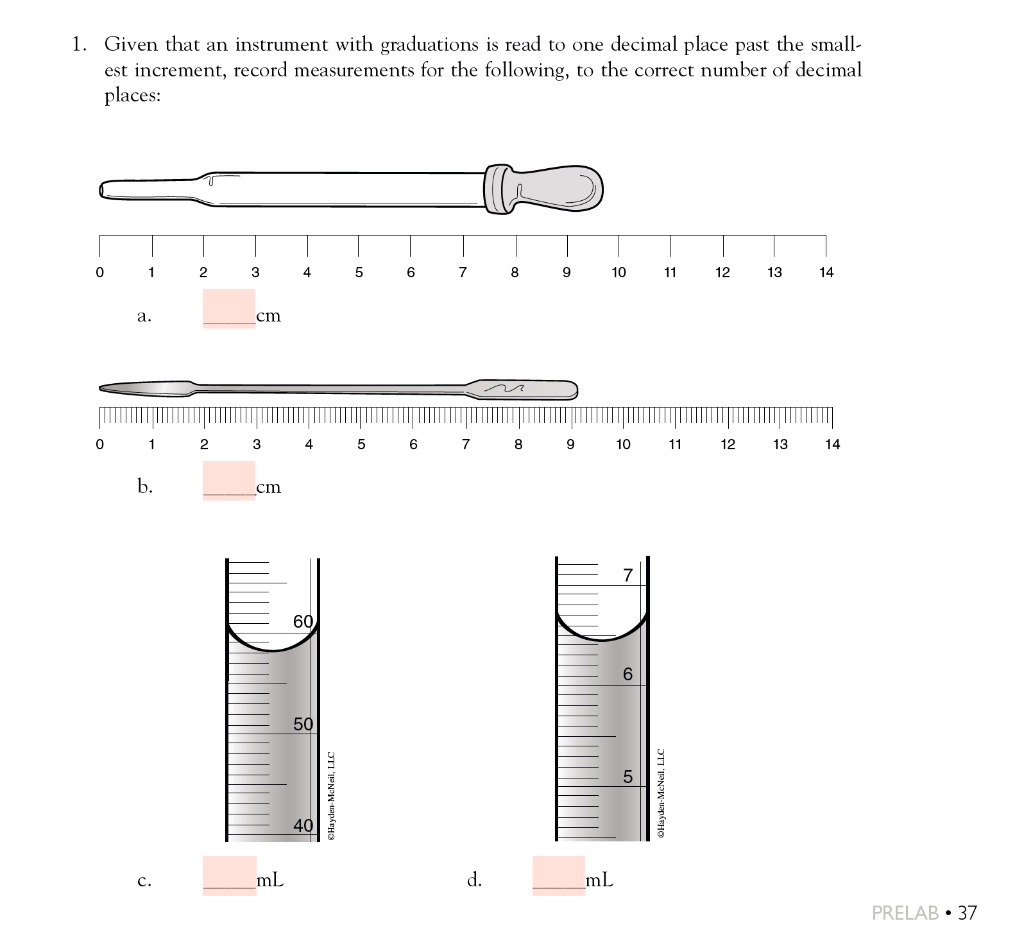given that an instrument with graduations is read to one decimal place ...