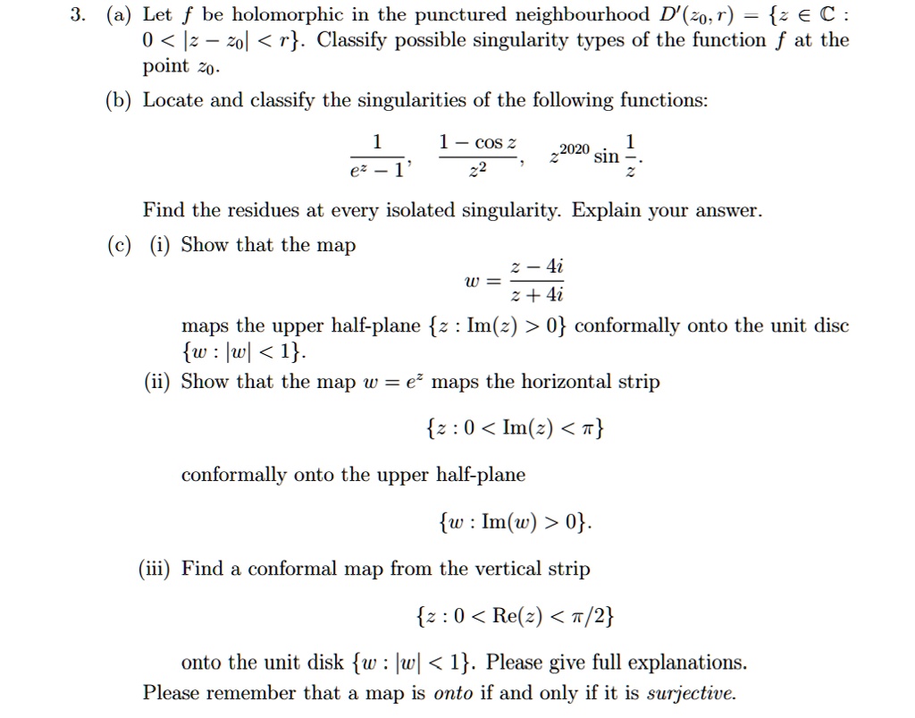 SOLVED: Let f be holomorphic in the punctured neighborhood D(z0, r) z â ...