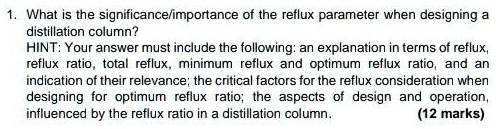 1 what is the significanceimportance of the reflux parameter when ...
