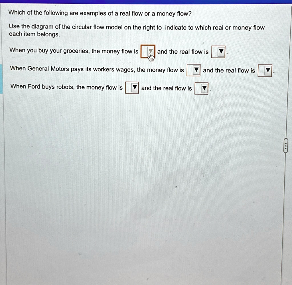 Which of the following are examples of a real flow or a...