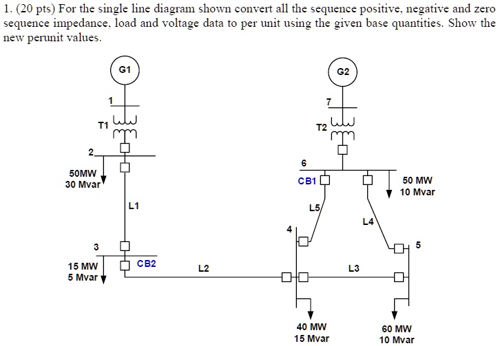 SOLVED: 1. (20 pts) For the single line diagram shown convert all the ...
