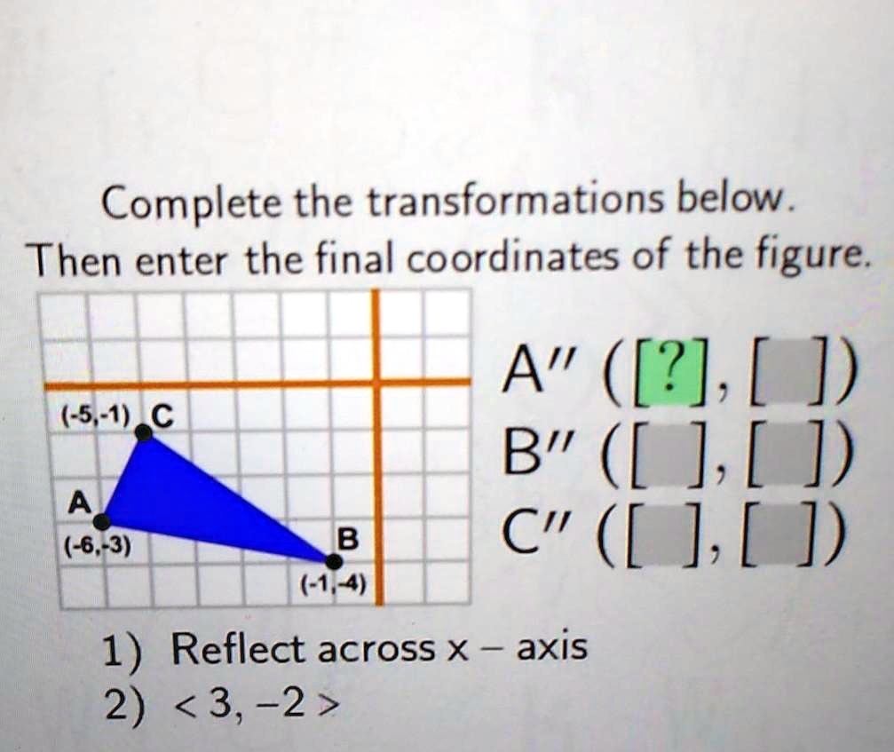 Complete the transformations below Then enter the final coordinates of ...
