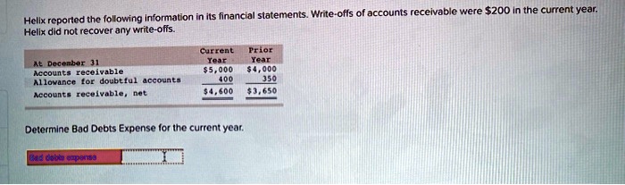 Helix reported the following information in its financial statements ...