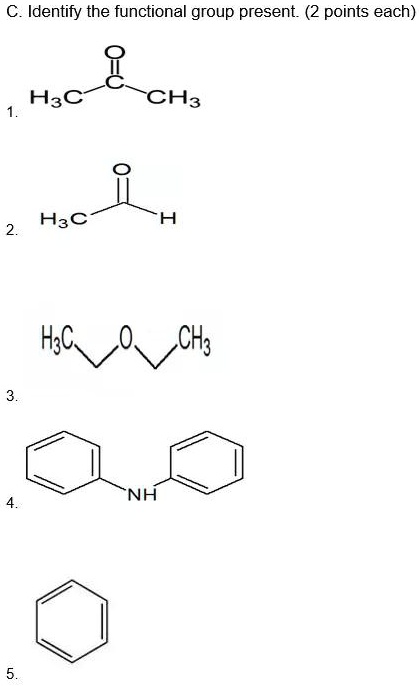SOLVED: C. Identify the functional group present points each) H3C CH3 H3C H;c CH; NH