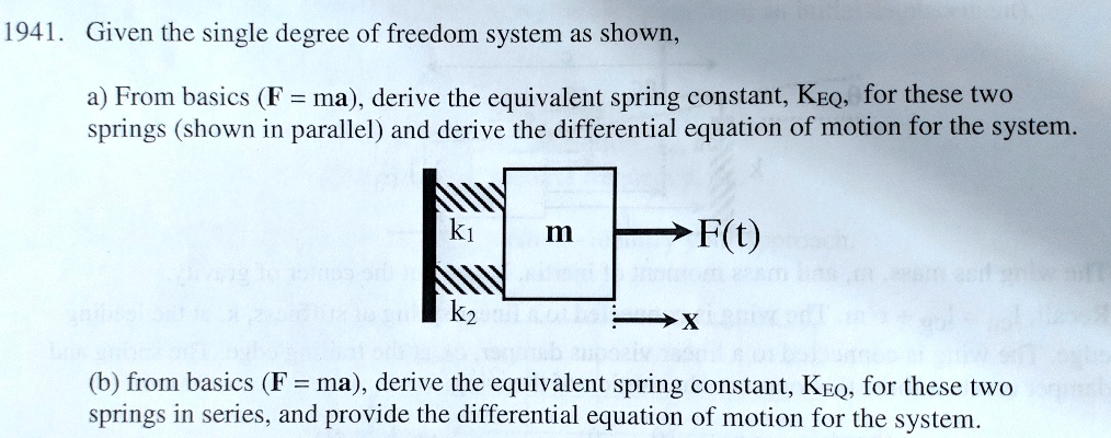 Given a single degree of freedom system as shown: From basics (F=ma ...