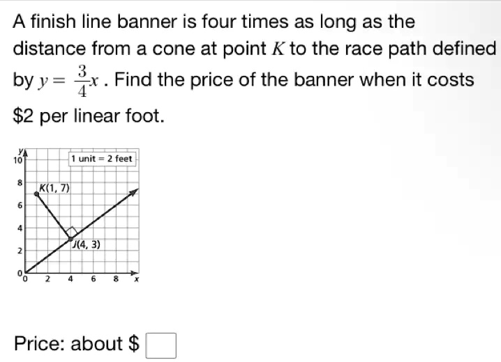 A finish line banner is four times as long as the distance...