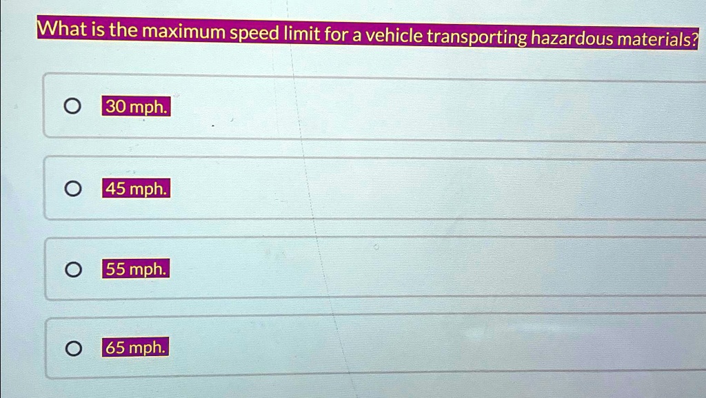 What is the maximum speed limit for a vehicle transporting hazardous ...