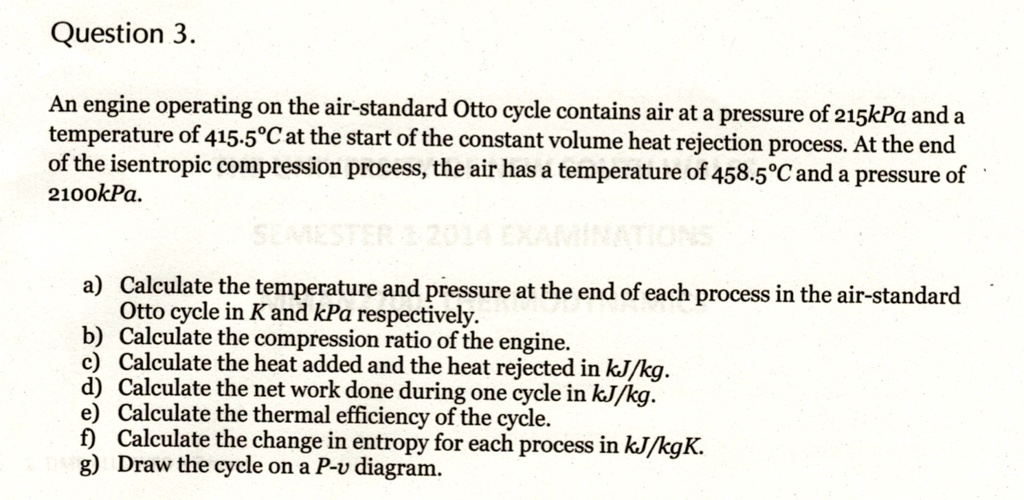 SOLVED: An engine operating on the air-standard Otto cycle contains air ...