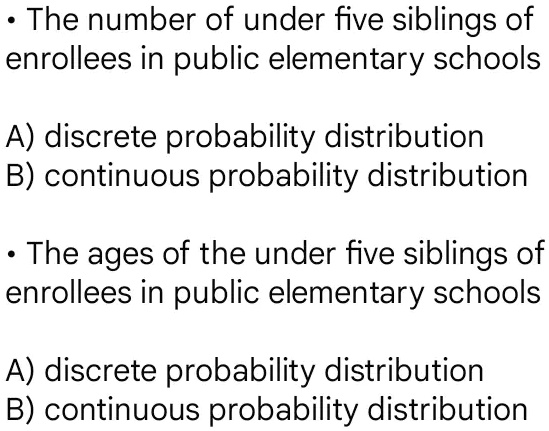 SOLVED: The number of under five siblings of enrollees in public ...