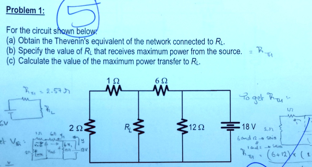 SOLVED: Problem 1: For the circuit shown below: (a) Obtain the Thevenin's equivalent of the ...